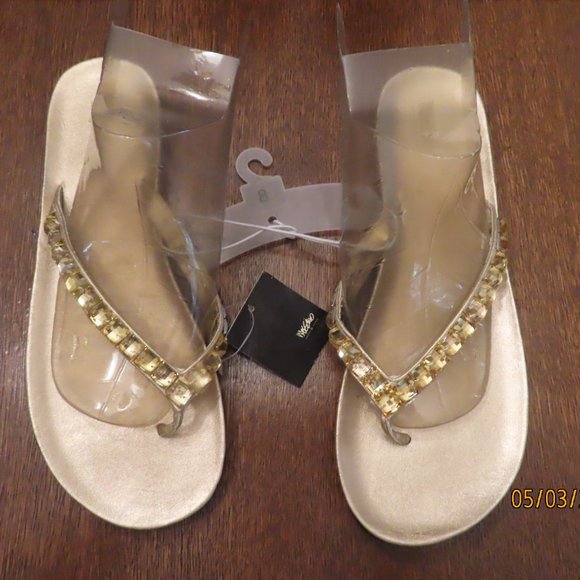 Shoes | New Mossimo Gold Jeweled Thong Flip Flop Sandals Size 8 | Poshmark
